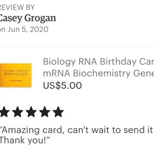 Biology Genetics Birthday Card - Mrna RNA Biochemistry Scientist Nerd ...