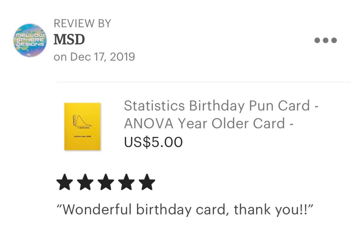 Statistics Birthday Pun Card ANOVA Year Older Analysis of | Etsy Canada