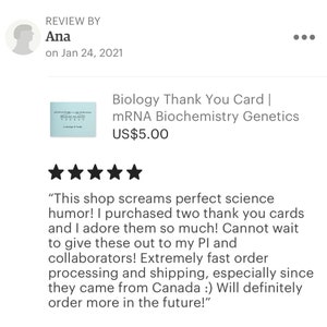 Biology Thank You Card | Mrna Biochemistry Genetics Scientist Nerd Geek ...