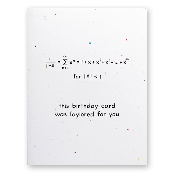 Math Birthday Card Taylor Series Calculus Birthday Sum - Etsy Australia