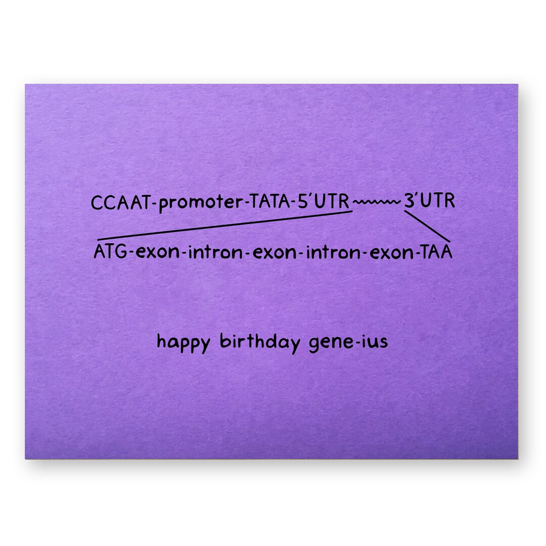 DNA Birthday Card Biology Genetics Gene Genius Pun Geneius Happy ...