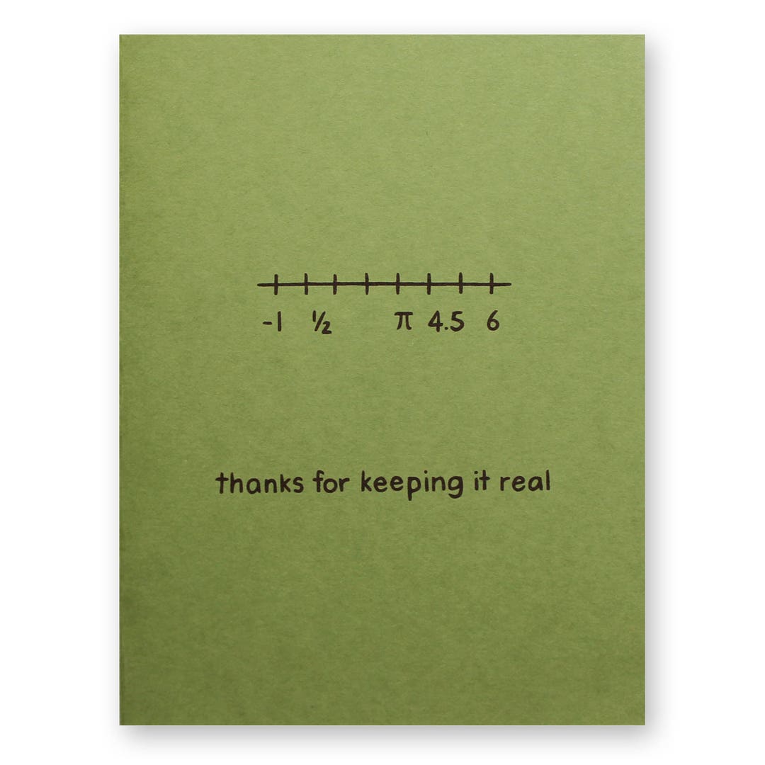 Thanks for Keeping It Real Numbers Thank You Card - Math Grad Math ...