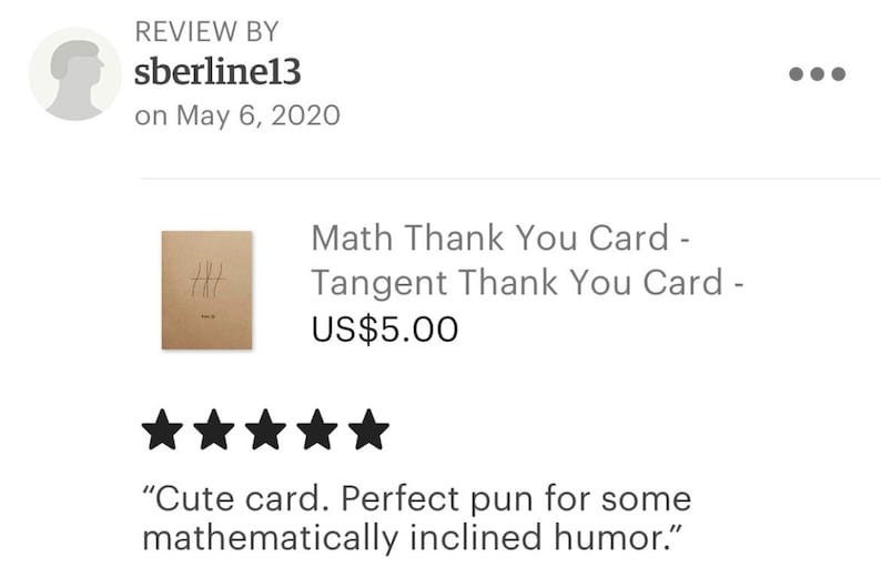 Math Thank You Card Tangent Pun Tan Q Trigonometry Graph - Etsy