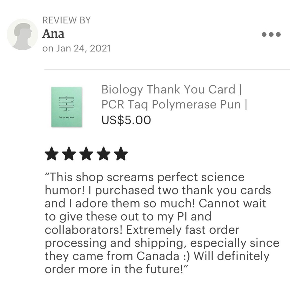 Biology Thank You Card PCR Taq Polymerase Pun Science | Etsy