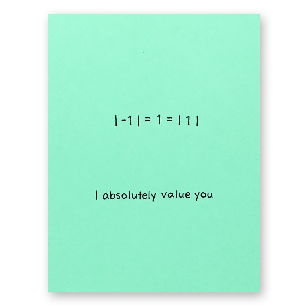 Absolute Value Thank You Card - Friendship Number Card - I Absolutely ...