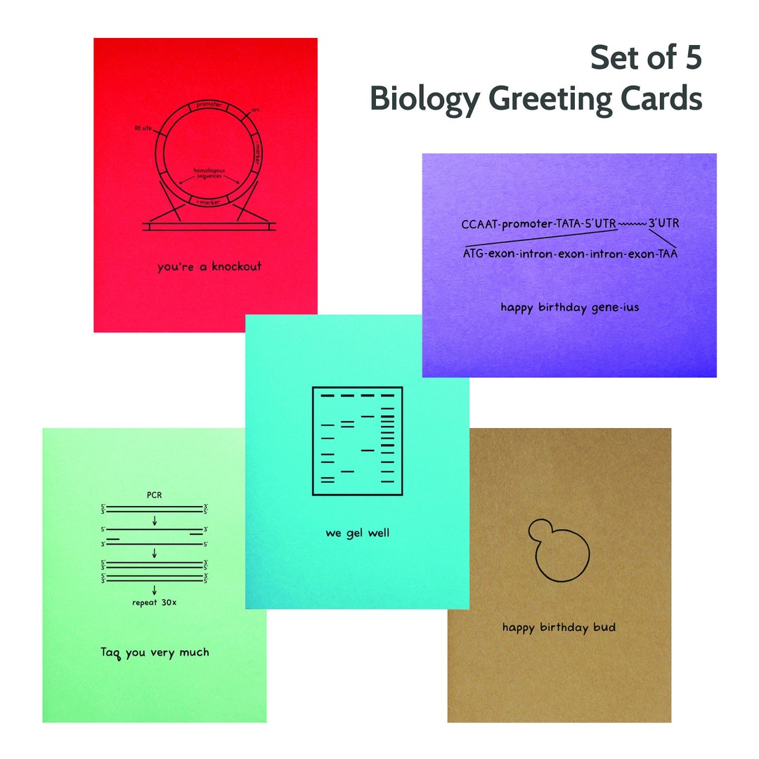 Biology Card Set of 5 | Biochemistry Molecular Biology Genetics ...