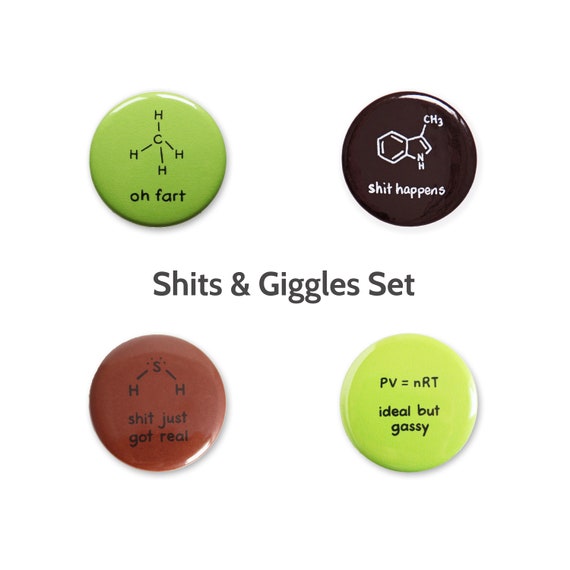 Fart Poop Science Chemistry Button Badges Set of 4 Shits and - Etsy