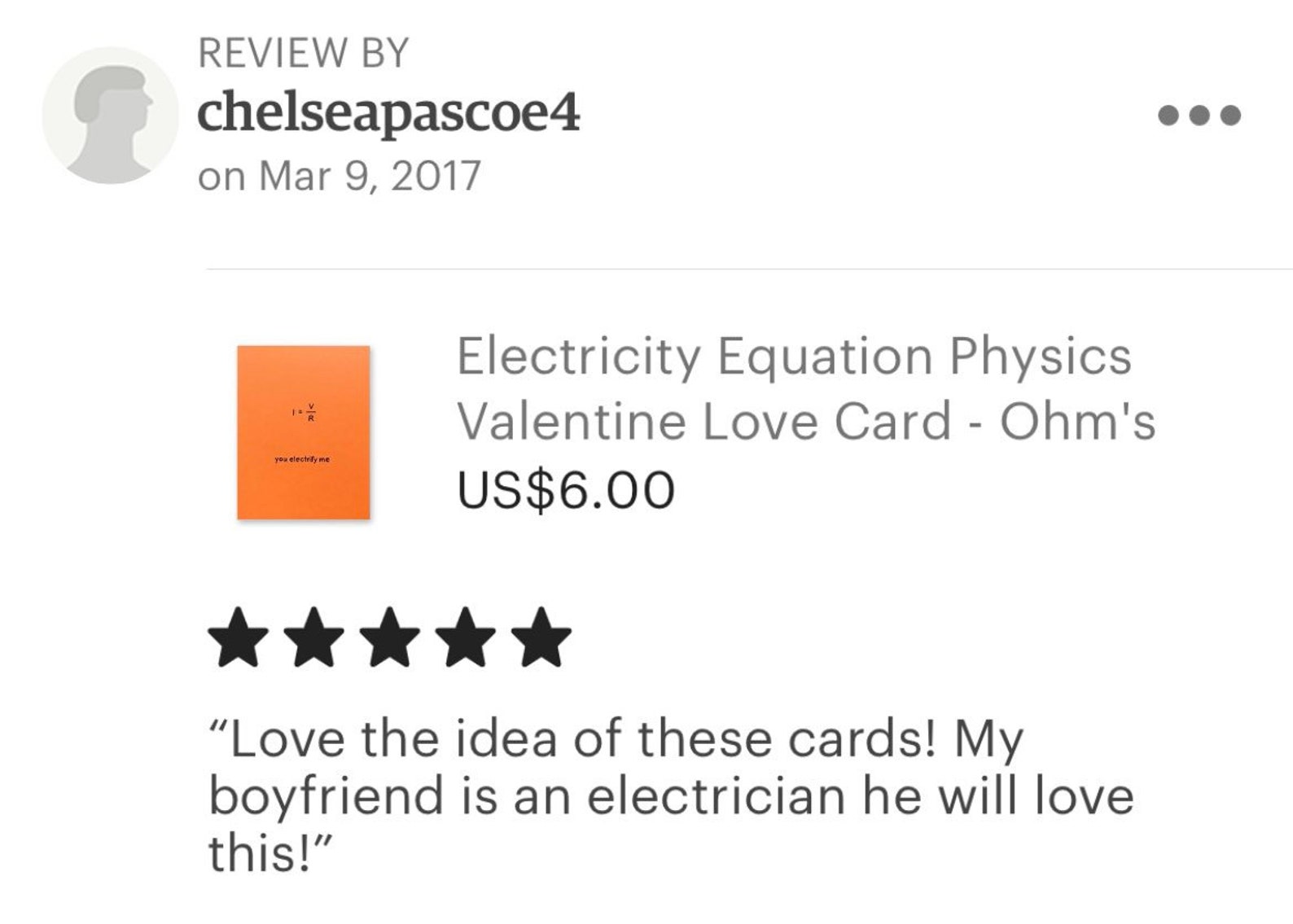 Electricity Equation Physics Valentine Love Card Ohm's | Etsy