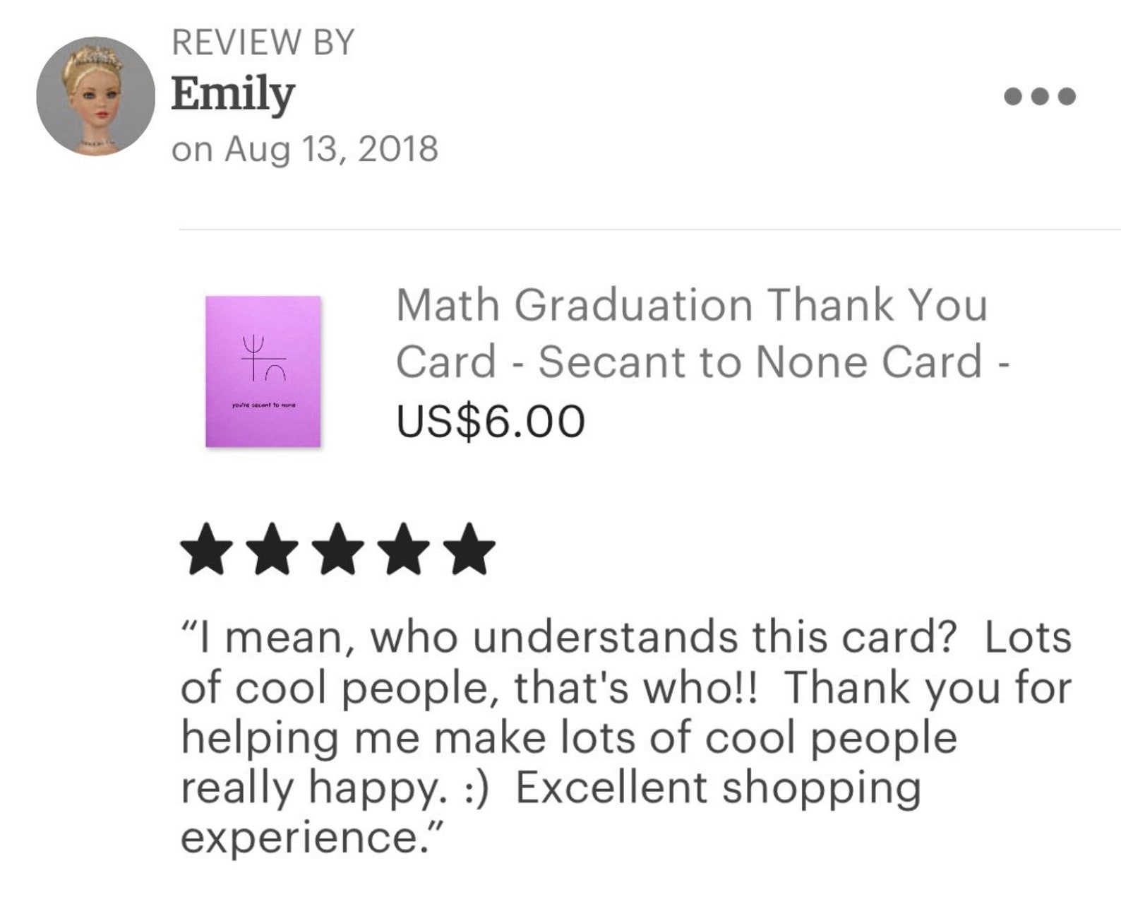 Math Graduation Card Maths Thank You Pun Secant to None | Etsy