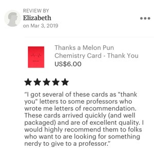 Science Thank You Card | Thanks a Melon Pun | Watermelon Chemistry Nerd ...