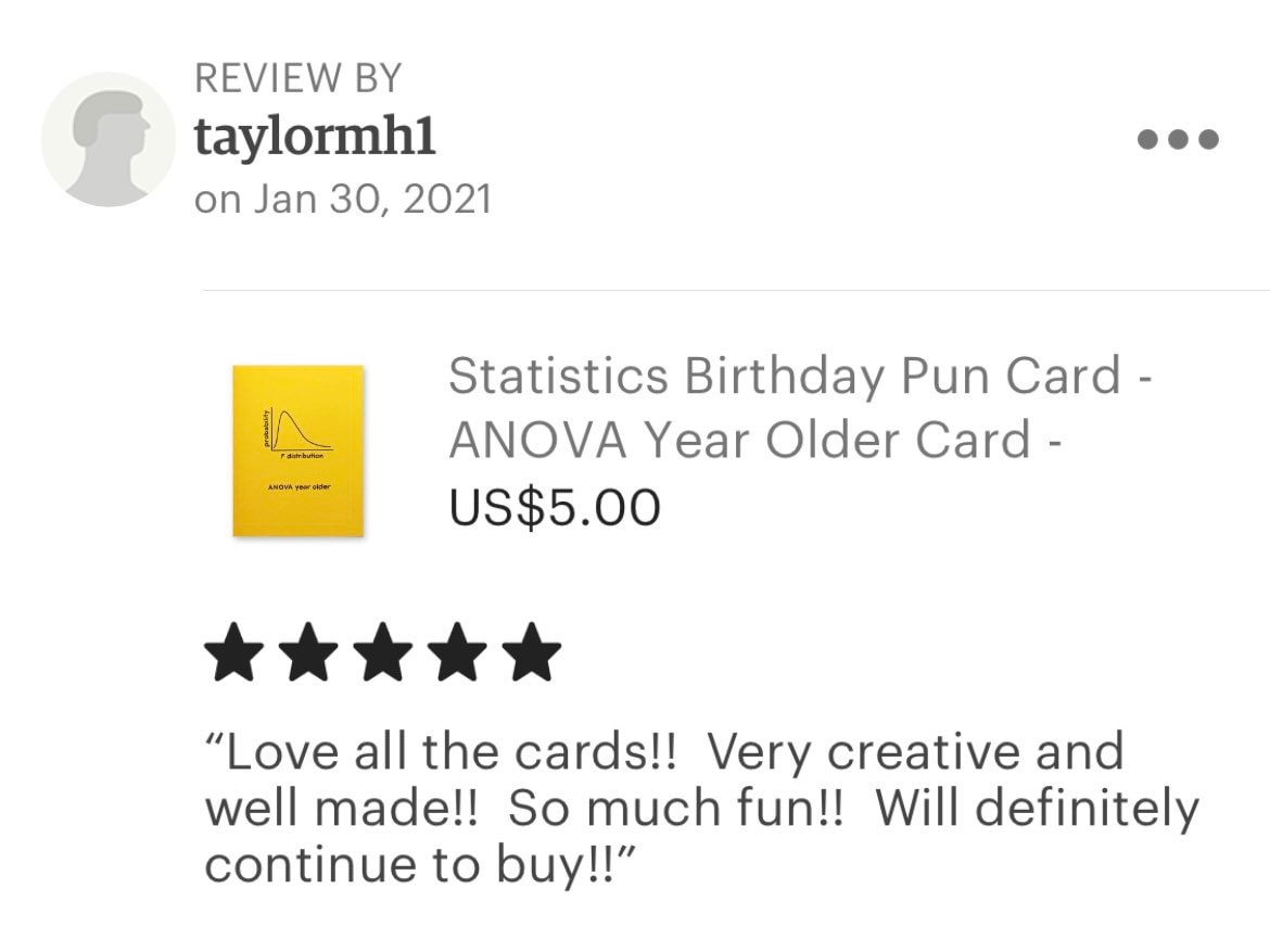 Statistics Birthday Pun Card ANOVA Year Older Analysis of - Etsy