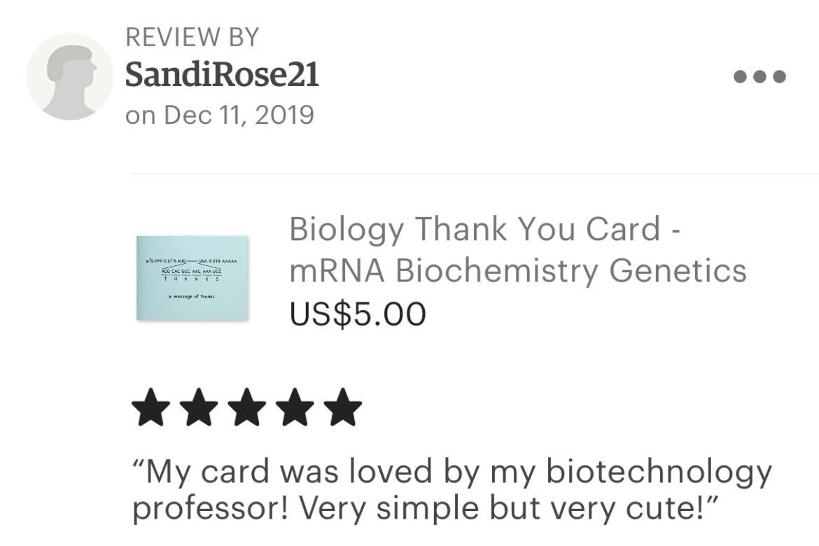 Biology Thank You Card Mrna Biochemistry Genetics Scientist | Etsy