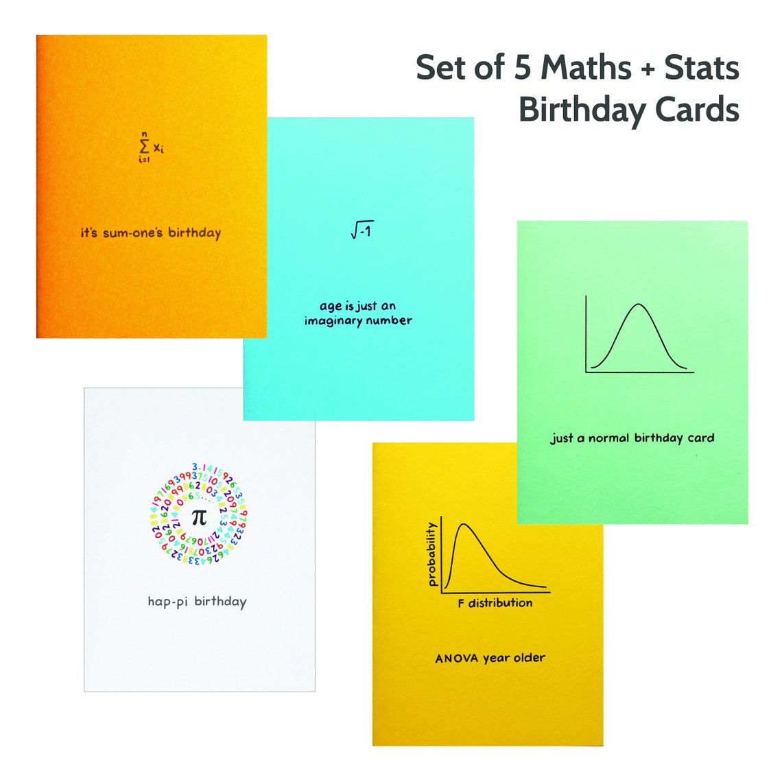 Math Stats Birthday Card Set of 5 Mathematics Statistics | Etsy