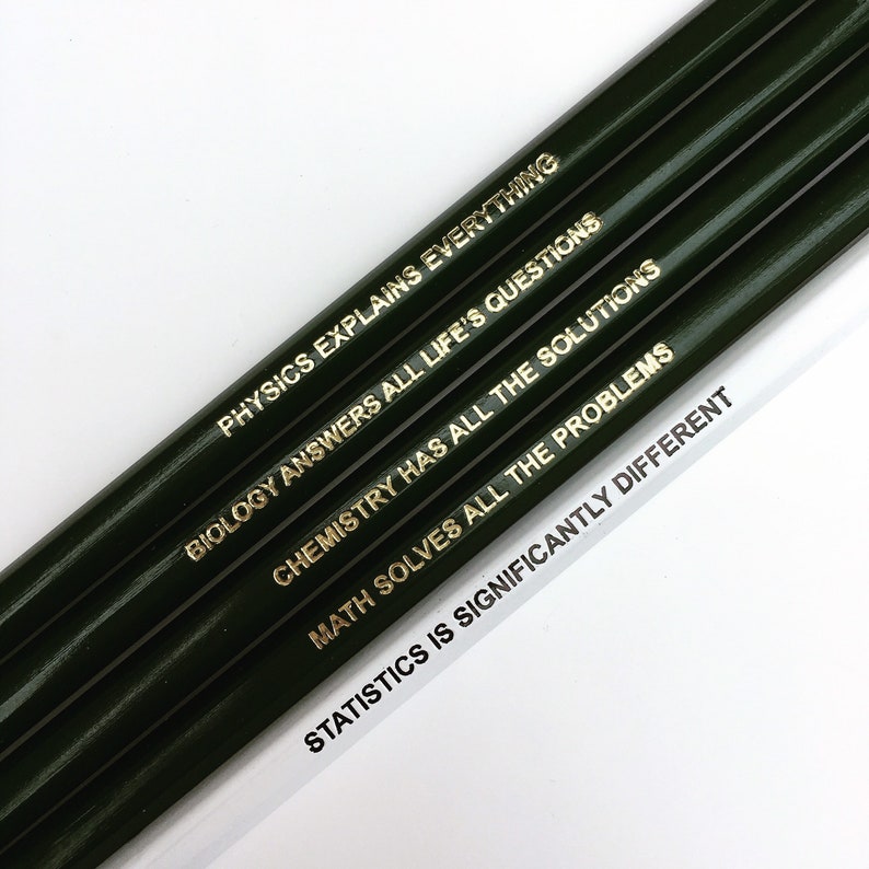 Science Math Pencils Set of 5 Biology Life Chemistry - Etsy