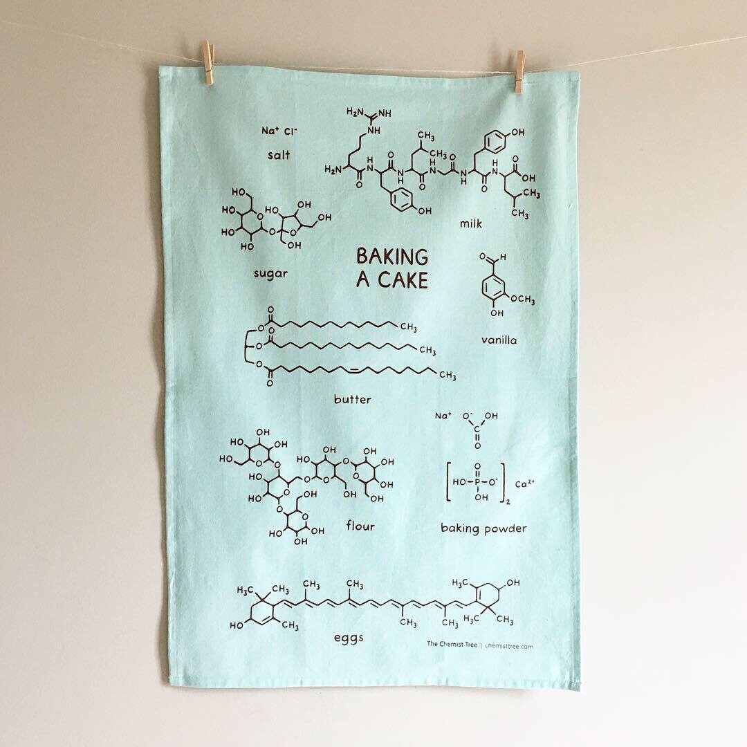 Baking Cake Tea Towel Chemistry Molecules Screenprinted Dish Towel ...