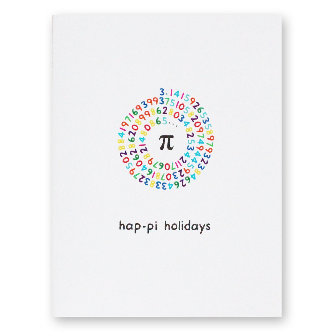 Pi Christmas Card | Math Pun Number Card | Happi Holidays | Pi Day 314 ...
