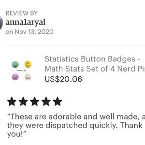 Statistics Button Badge 1.5 In Math Stats Set of 4 Nerd - Etsy