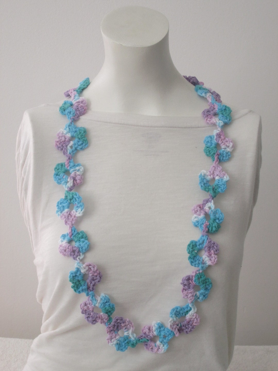 Cotton 6 Petal Lei~ Beach Ball Blue~ Green/lavender/light Purple/teal ...