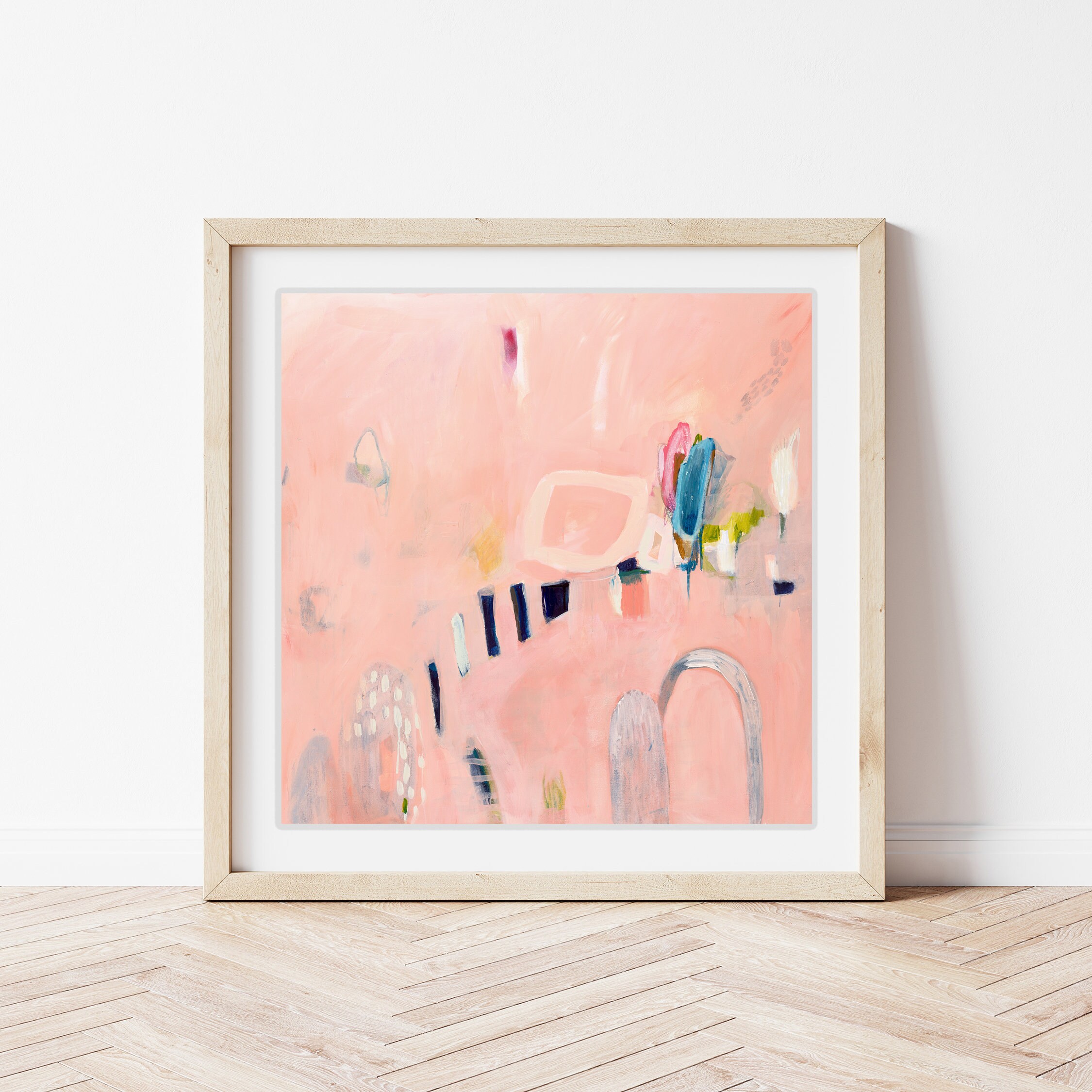 Large Square Pink Wall Art Abstract Print From My Original | Etsy