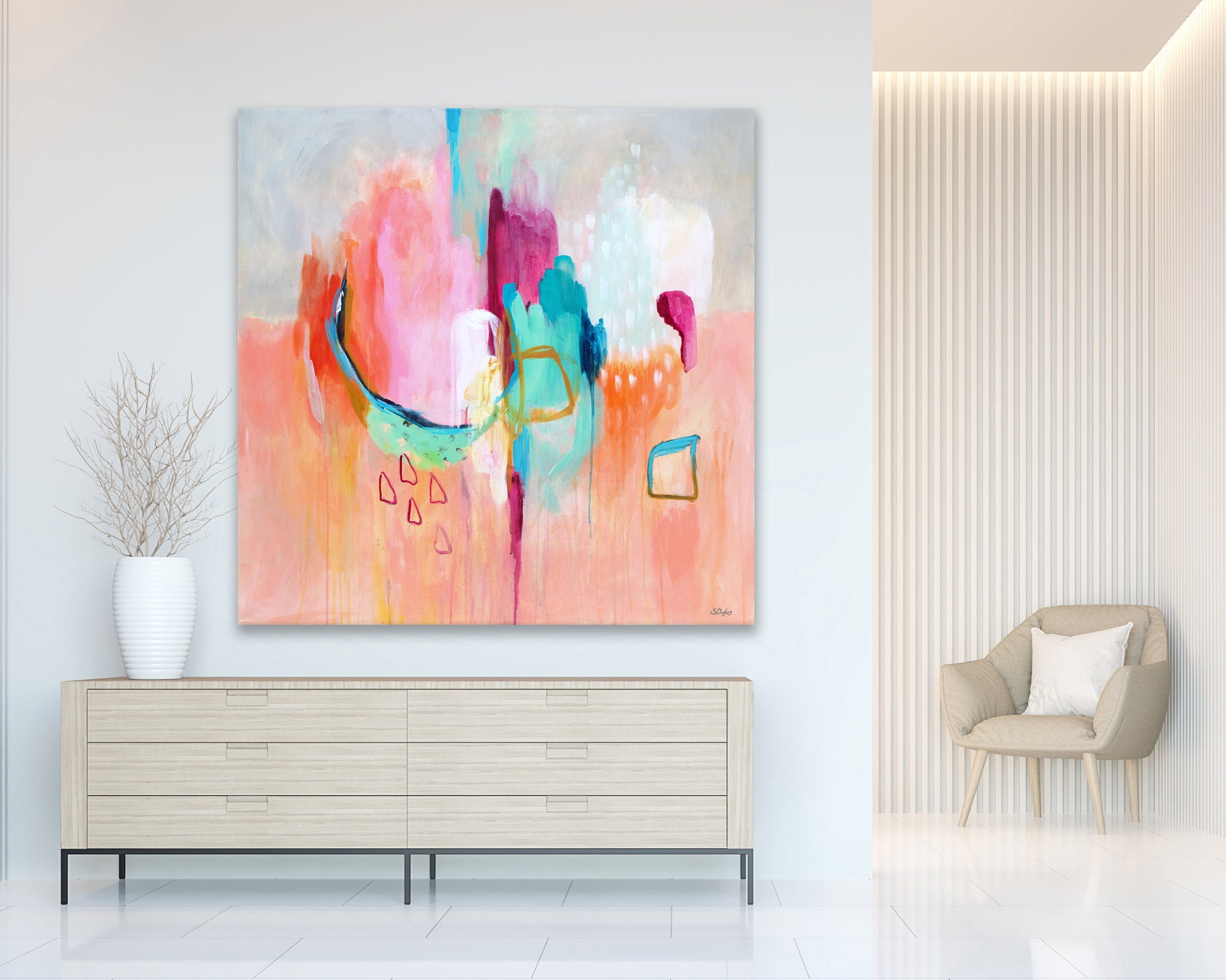 Abstract Print Large Pink Abstract Painting Print Coral Pink - Etsy ...