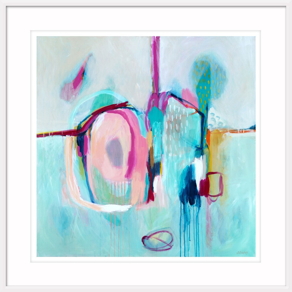 Turquoise Abstract Painting Print Large Blue Canvas Abstract - Etsy UK