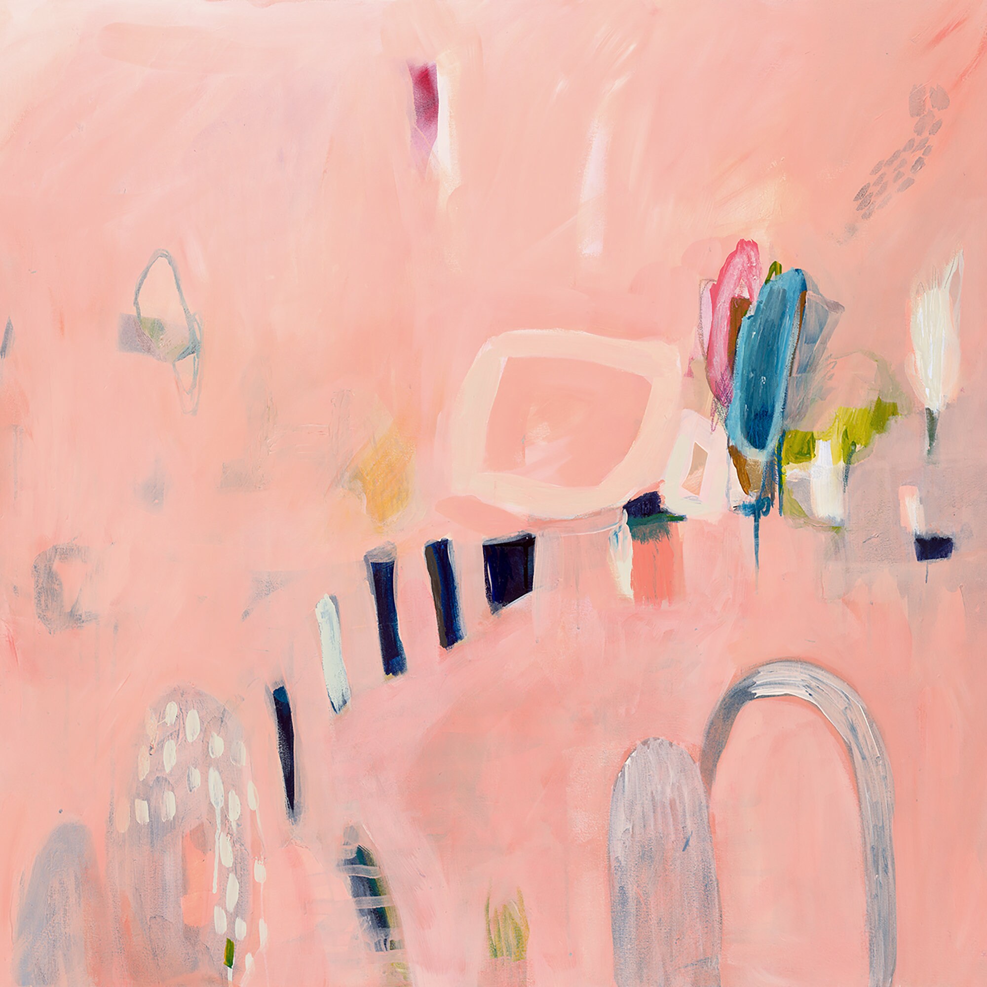 Large Square Pink Wall Art Abstract Print From My Original | Etsy