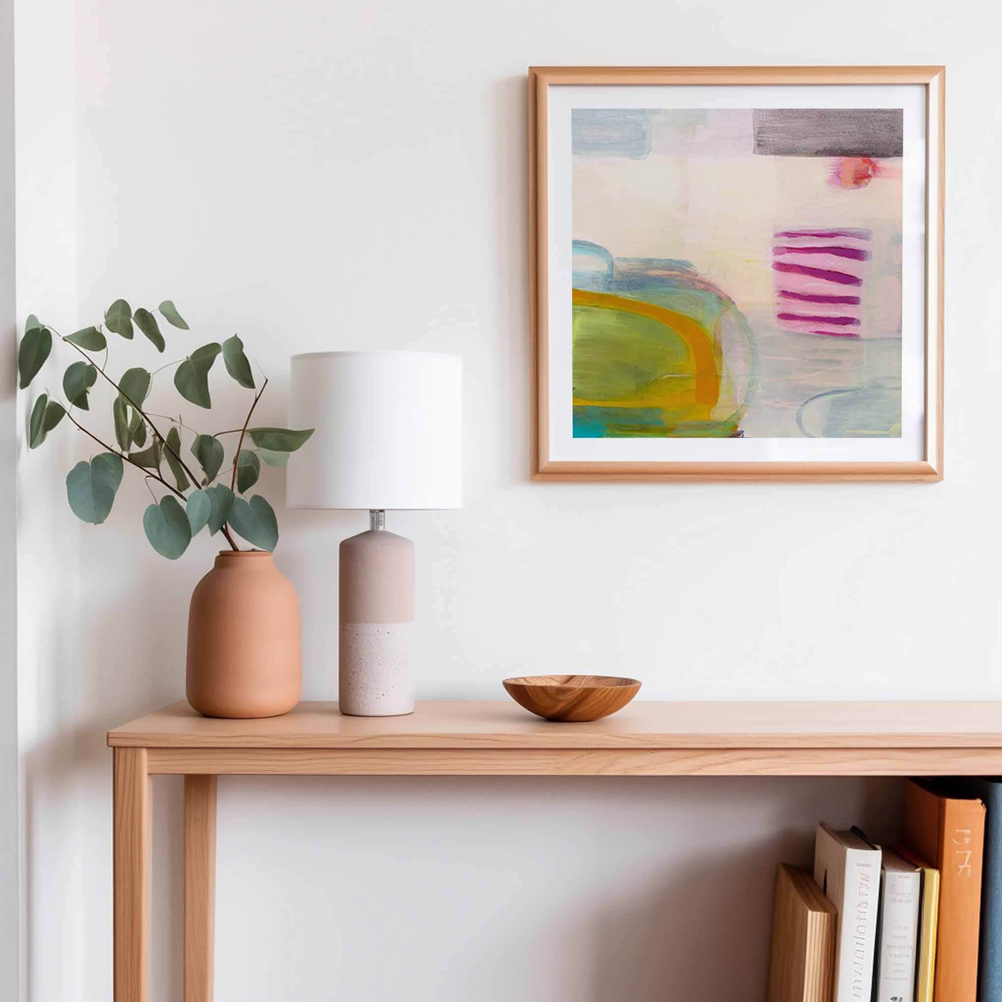 Small Abstract Painting Print on Paper. 16 X 16 Square Abstract Pink ...