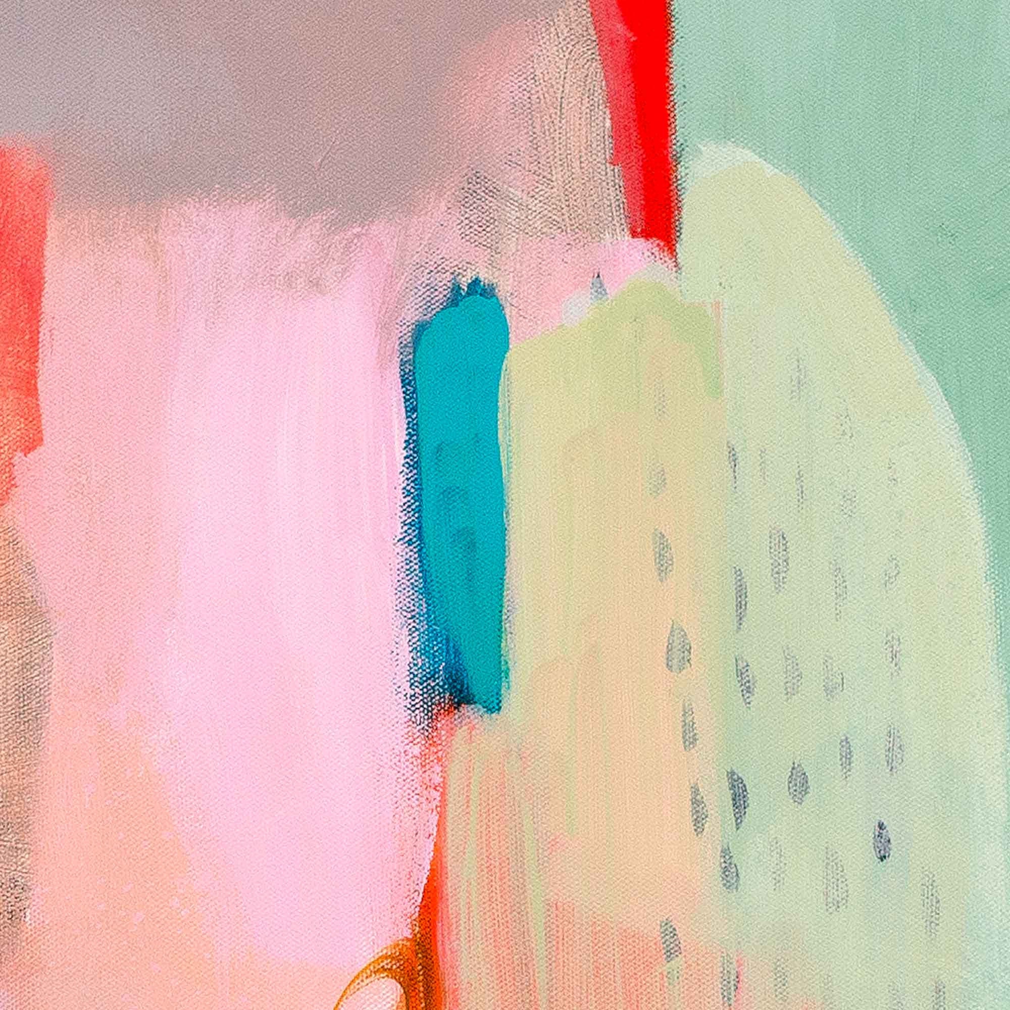 Large Modern Square Original Abstract Painting in Coral Pink - Etsy