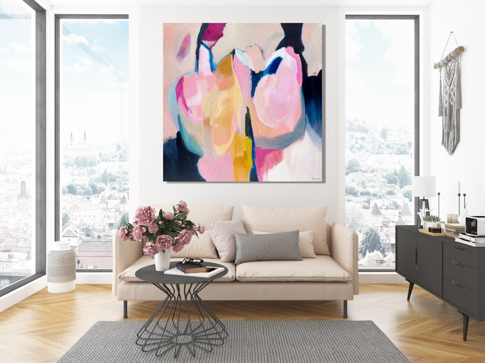 Abstract Wall Art for the Living Room, Colorful Abstract Painting on ...