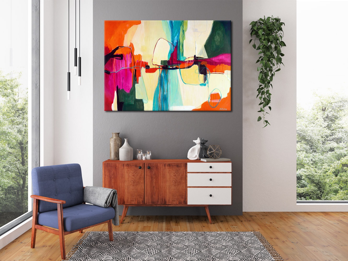 Colourful Statement Art Abstract Print and Wall Art - Etsy