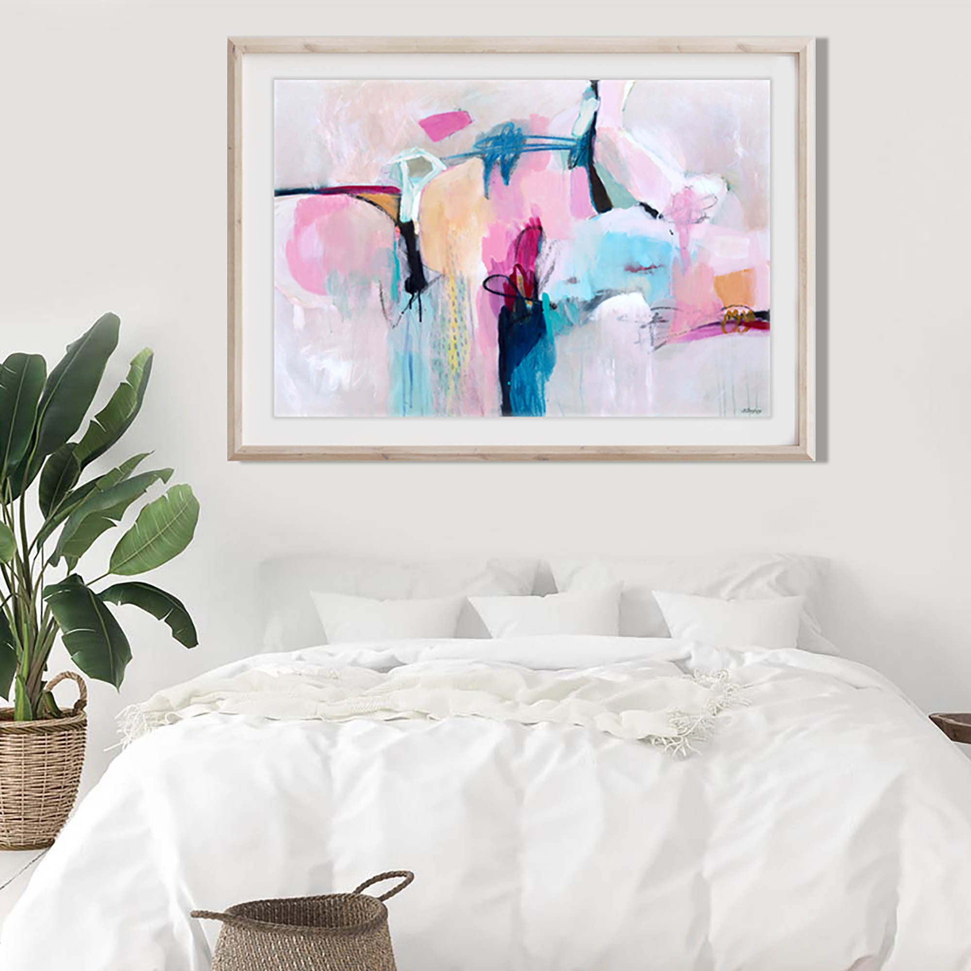 Pink Abstract Wall Decor Print Abstract Art Pastel Large - Etsy