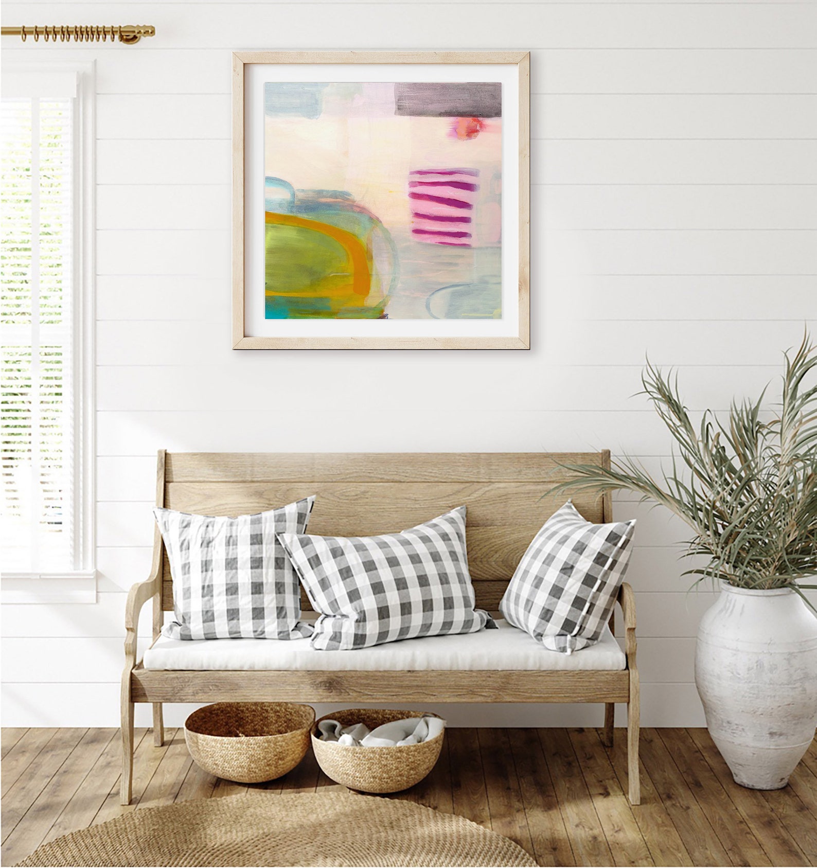 Small Abstract Painting Print on Paper. 16 X 16 Square Abstract Pink ...