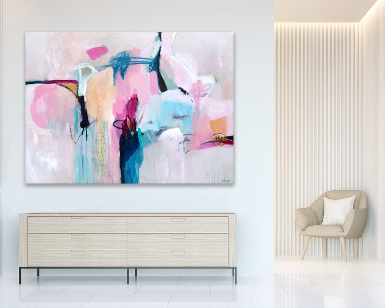 Pink Abstract Wall Decor Print Abstract Art Pastel, Large Abstract ...