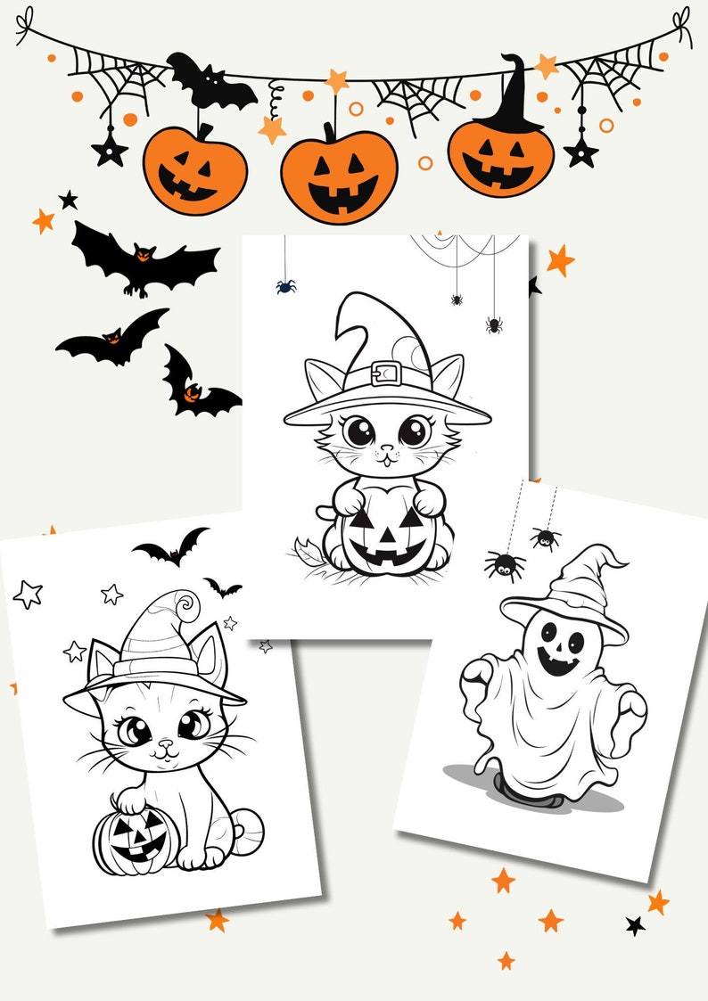 PRINTABLE Halloween Coloring Pages for Kids : Cute Halloween Creatures ...