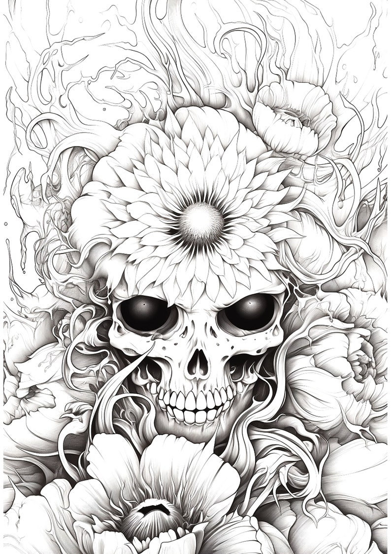 PRINTABLE- Intricate Halloween Coloring Pages for Adults - Creepy ...