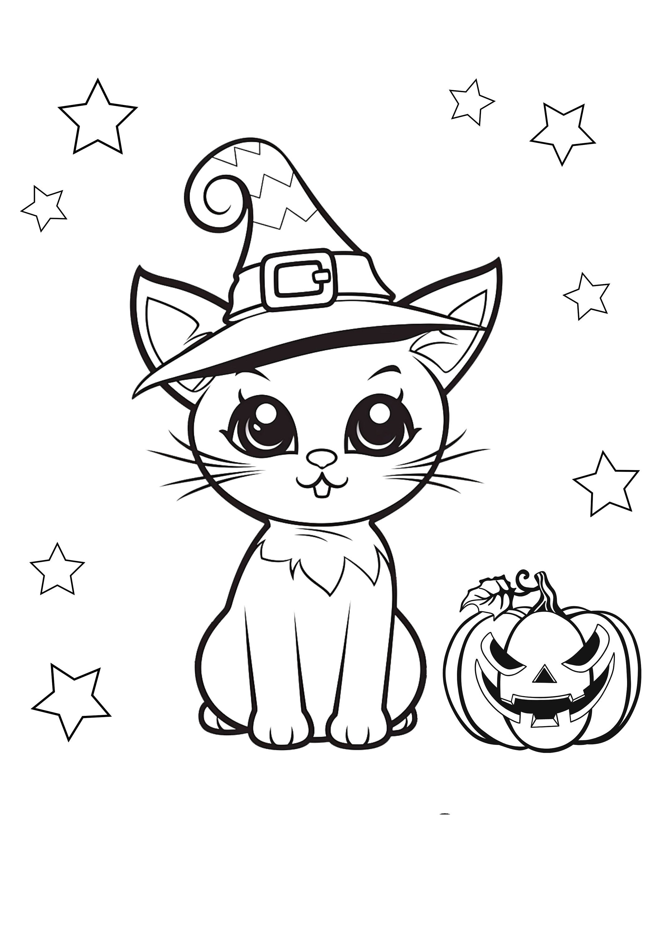 PRINTABLE Halloween Coloring Page Witchy Whiskers: Adorable Halloween ...