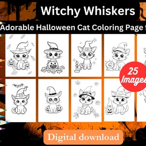PRINTABLE Halloween Coloring Page Witchy Whiskers: Adorable Halloween ...