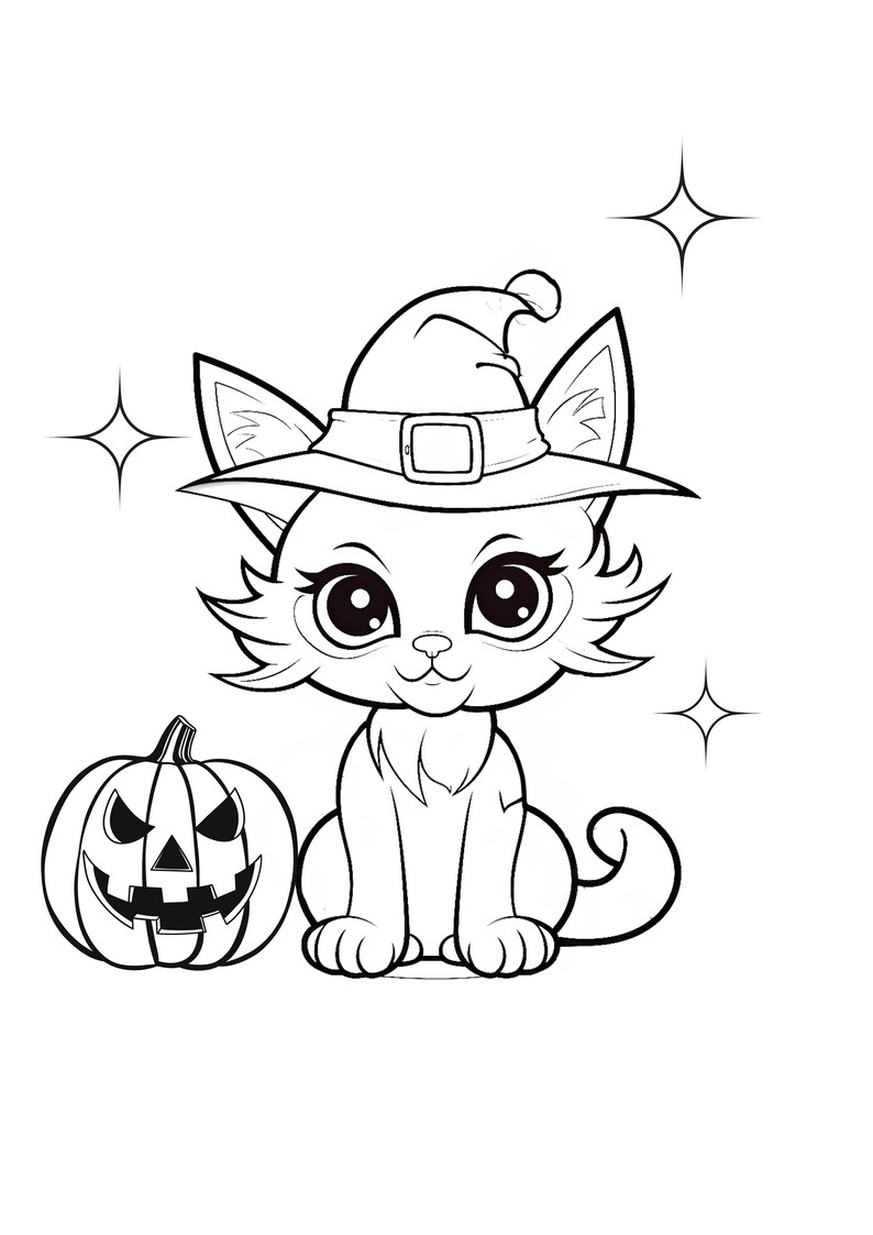 PRINTABLE Halloween Coloring Page Witchy Whiskers: Adorable Halloween ...