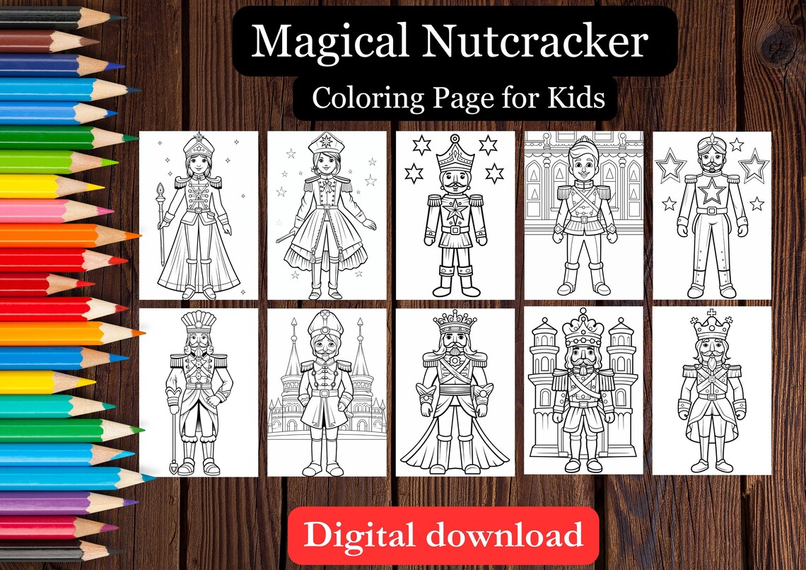 PRINTABLE - Christmas Magical Nutcracker Coloring Pages for Kids ...