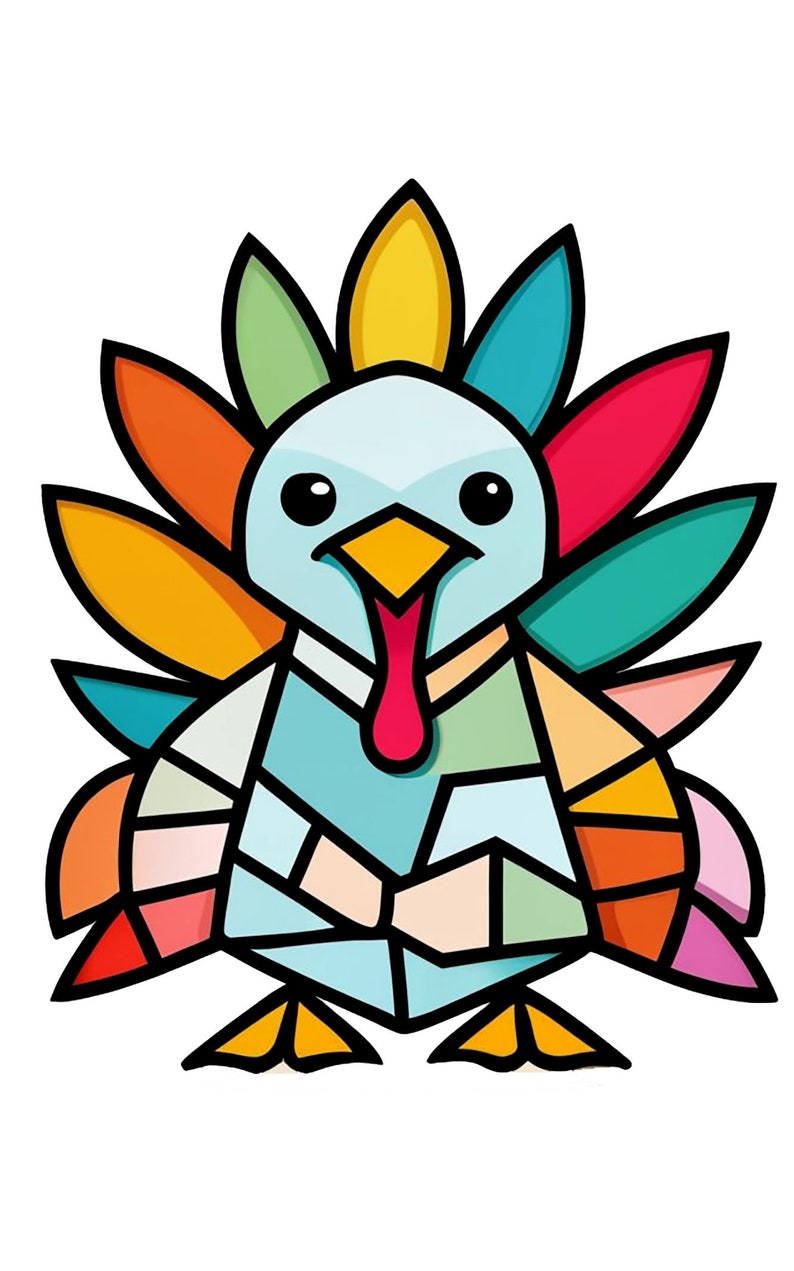 PRINTABLE Shape-filled Thanksgiving Turkey Coloring Page for Kids ...
