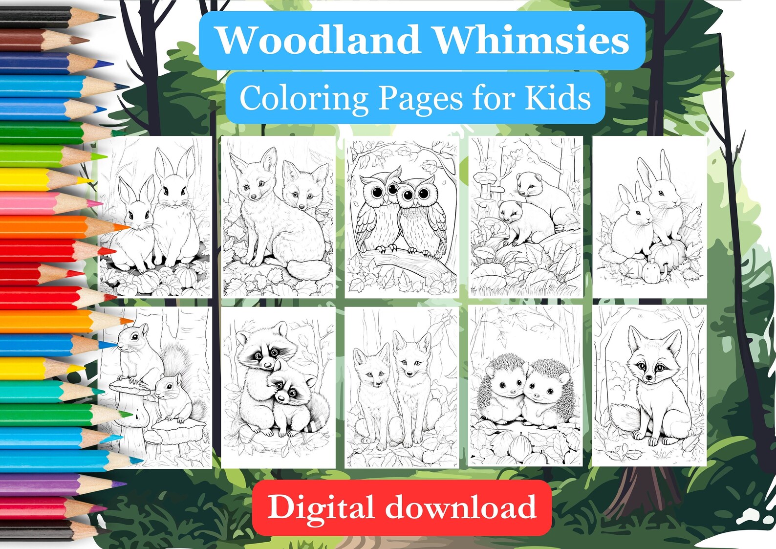 PRINTABLE - Woodland Whimsies: Coloring Pages for Kids and Nature ...