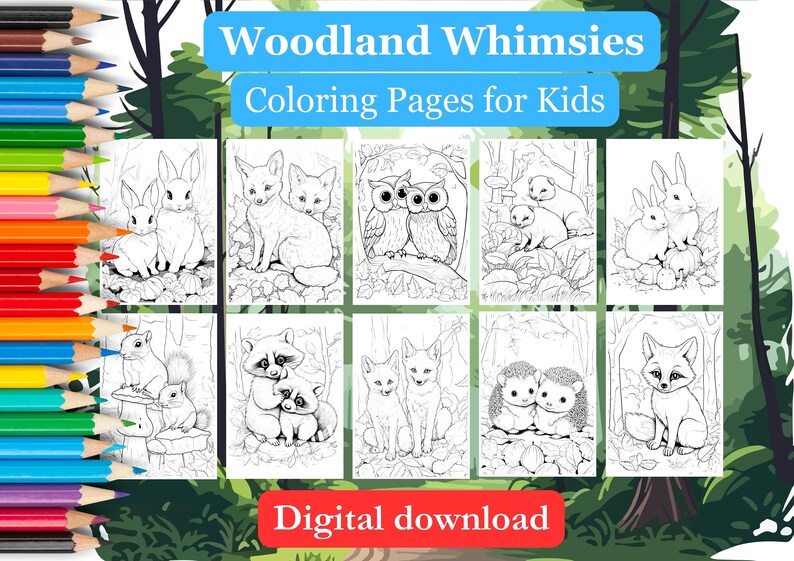 PRINTABLE - Woodland Whimsies: Coloring Pages for Kids and Nature ...
