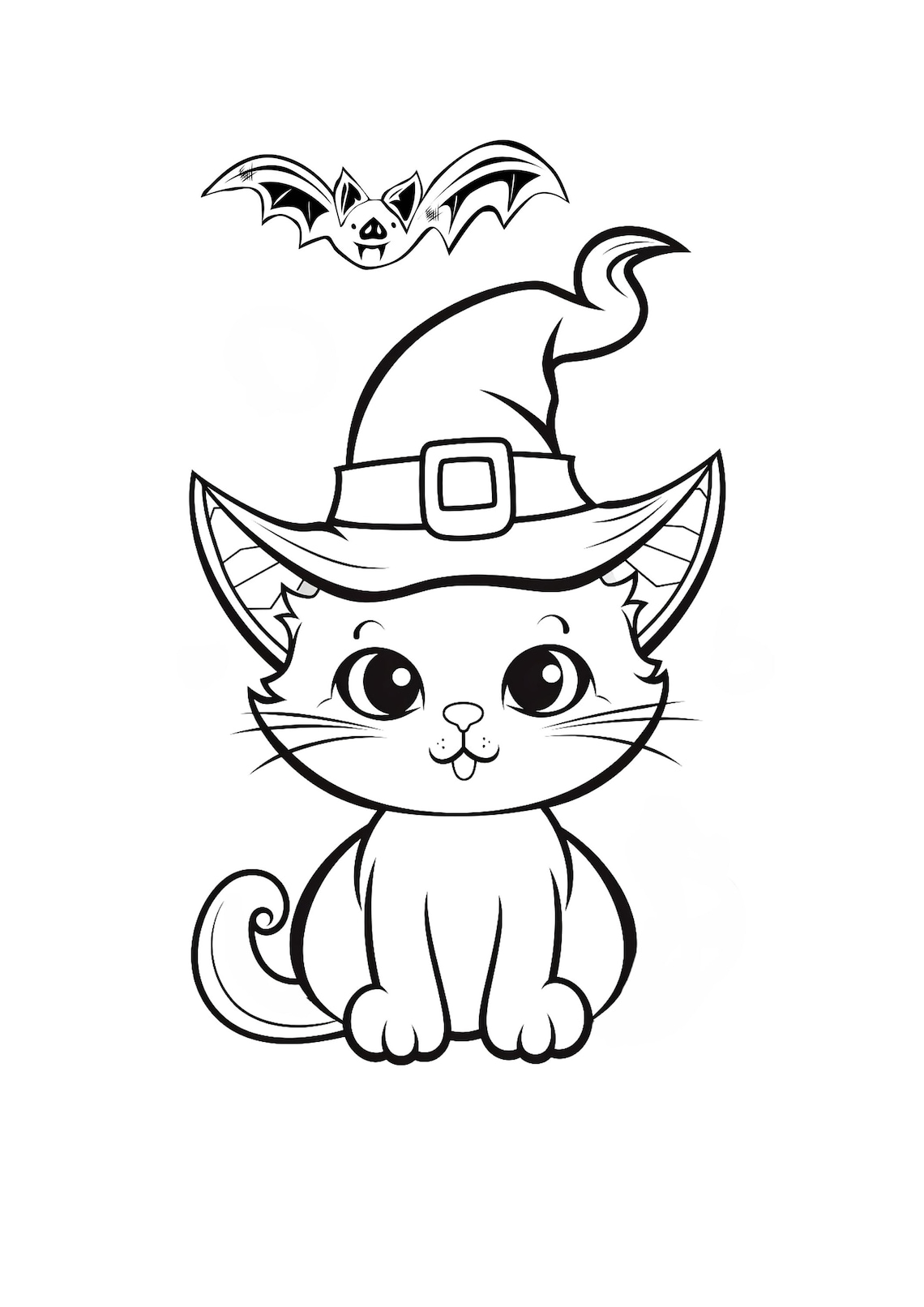 PRINTABLE Halloween Coloring Page Witchy Whiskers: Adorable Halloween ...