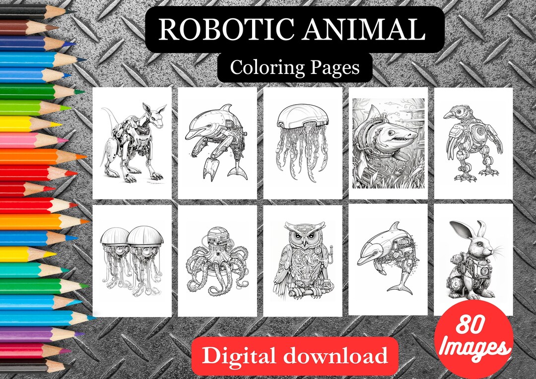 PRINTABLE - Electric Zoo; Robotic Animal Coloring Pages for Creative ...