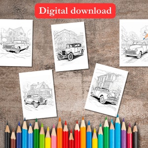 PRINTABLE -timeless Classic Vehicles: Old Cars Coloring Page for Kids ...
