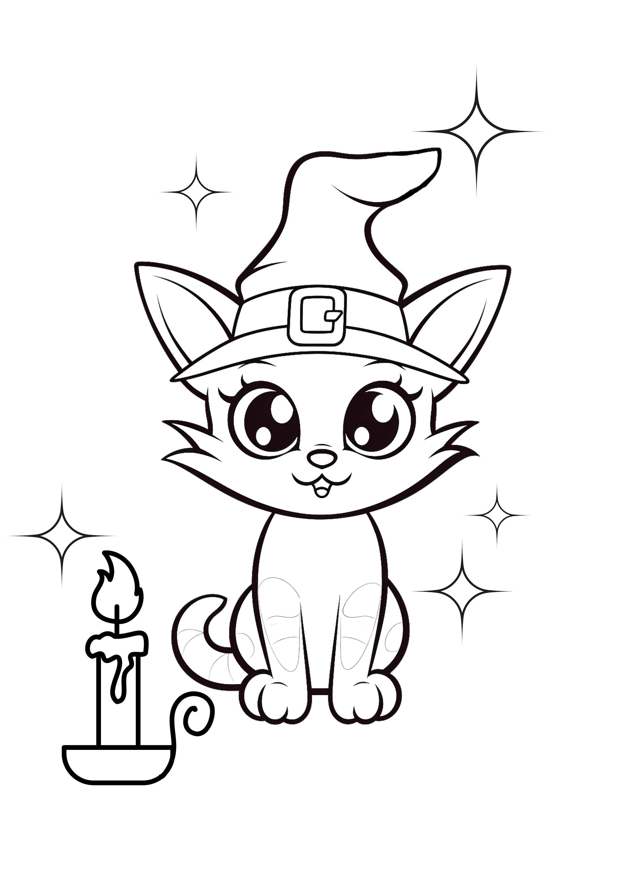 PRINTABLE Halloween Coloring Page Witchy Whiskers: Adorable Halloween ...