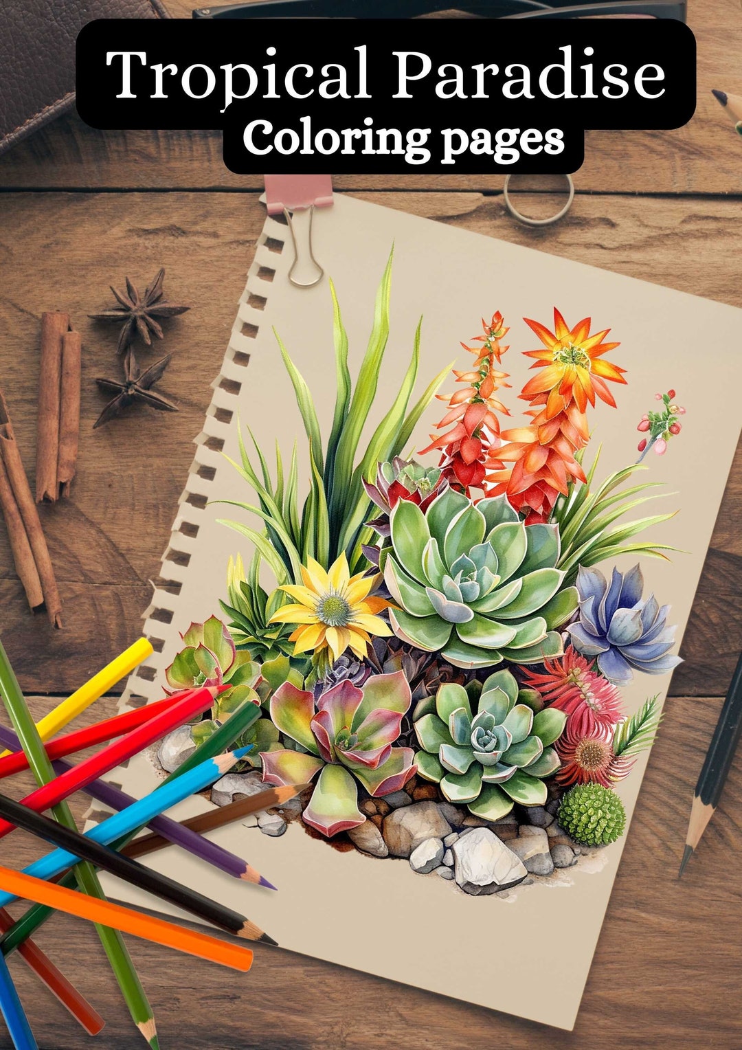 PRINTABLE Coloring Book Pages : Tropical Paradise (DIGITAL DOWNLOAD) - Etsy