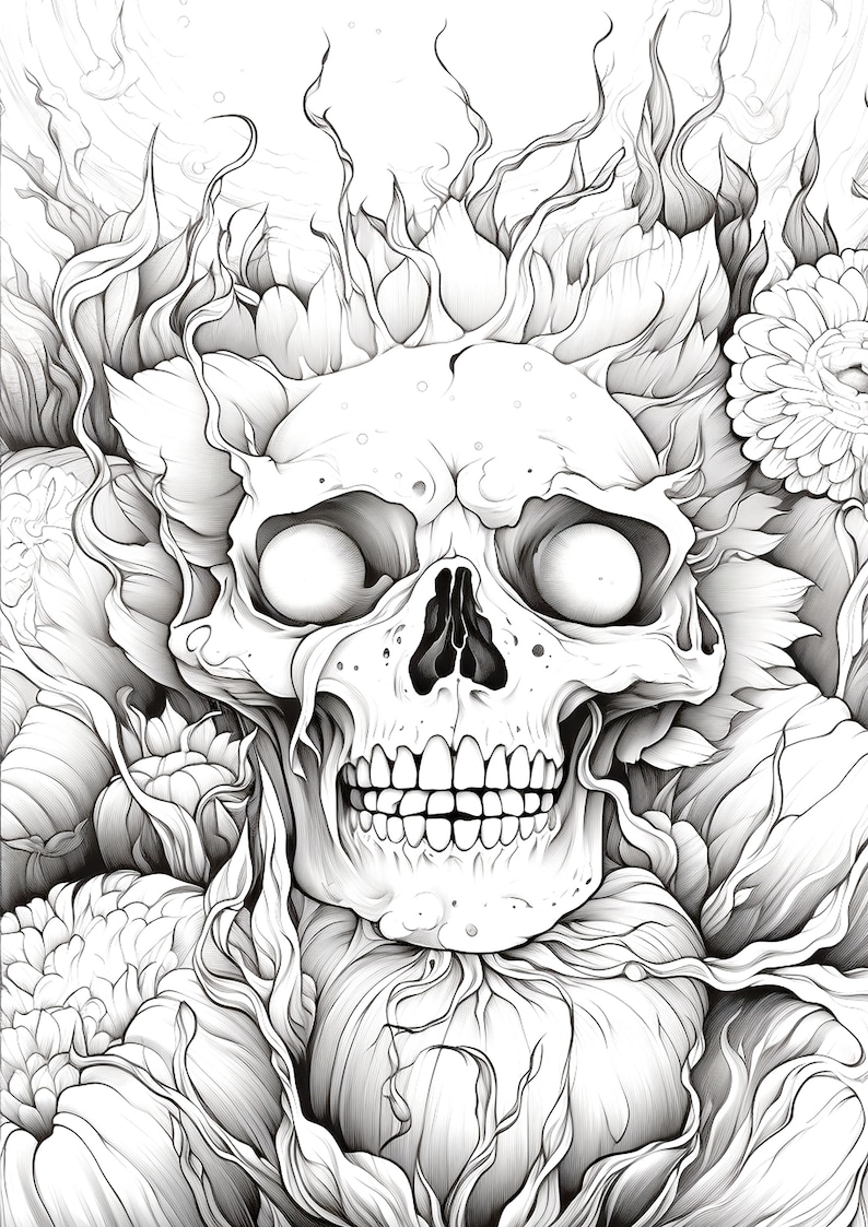 PRINTABLE- Intricate Halloween Coloring Pages for Adults - Creepy ...