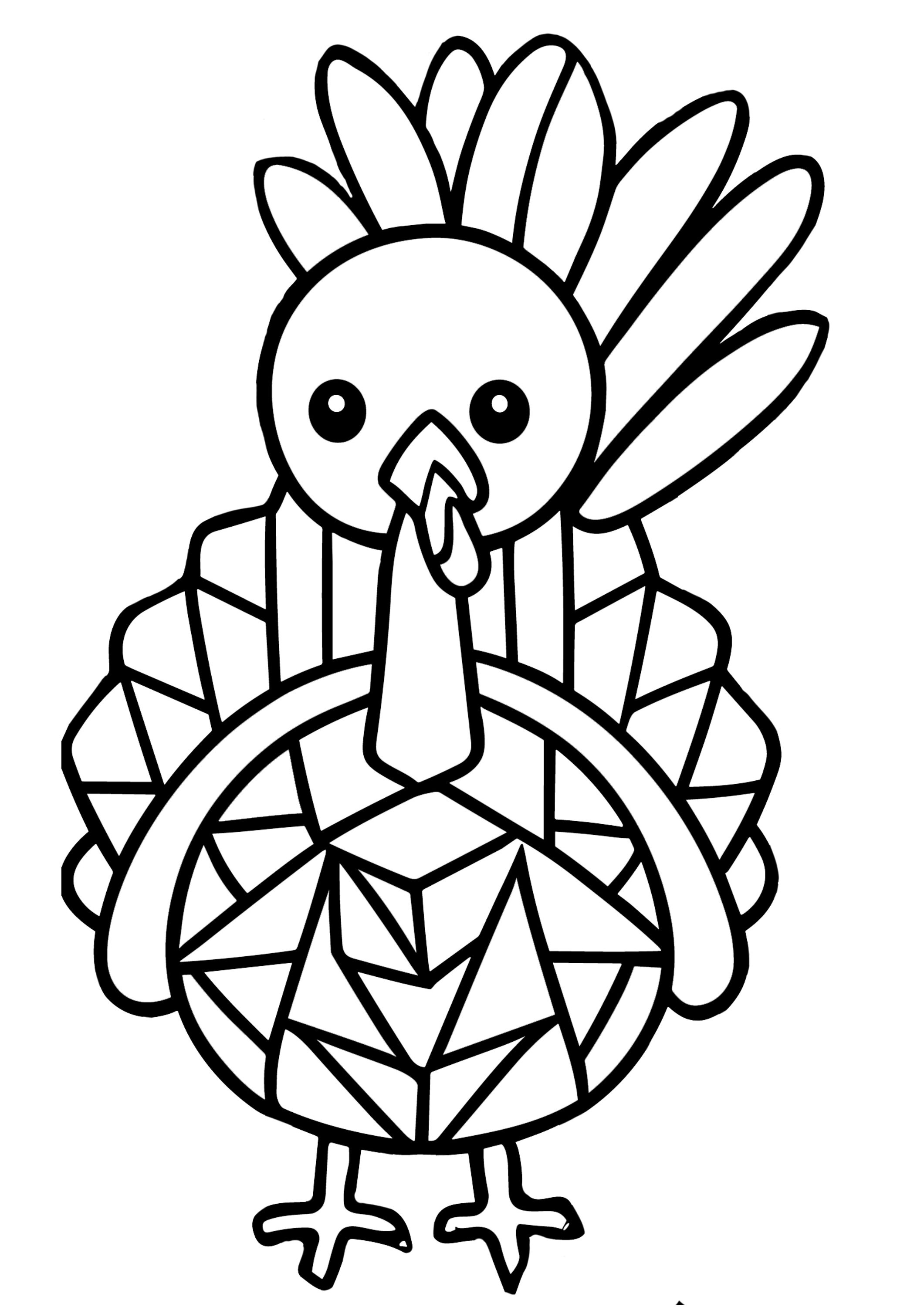 PRINTABLE Shape-filled Thanksgiving Turkey Coloring Page for Kids ...
