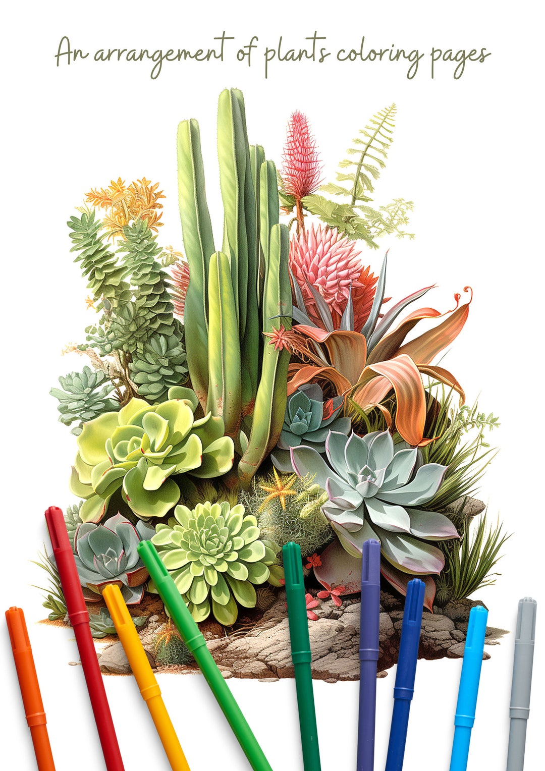 PRINTABLE Coloring Book Pages : an Arrangement of Plant and Garden ...